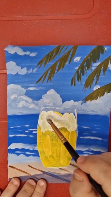 Стакан коктейля акриловыми красками #рисование #творчество #живопись #онлайнрисование #art