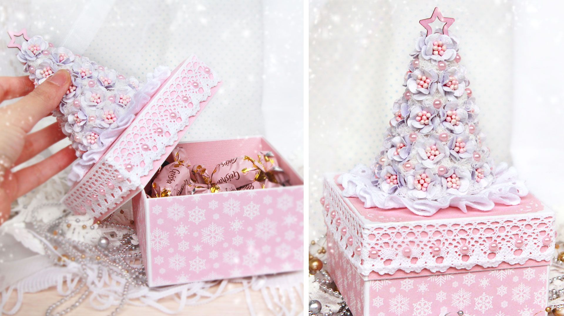 Коробочка с елочкой для конфет или небольшого сюрприза 🎄 Идея Новогоднего подарка своими руками 🎄