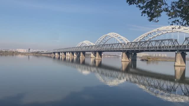 Мост в Китае, построенный русскими. Река Сунгари, г. Харбин, КВЖД