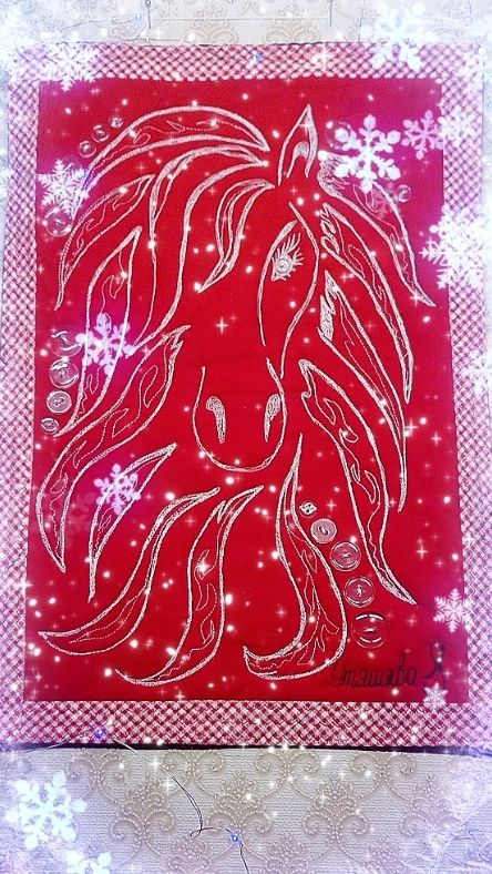 Панно "Огненная Лошадь" 🐎 СХС, МК 🎉 #пэчворк #shorts #новогодниеидеи
