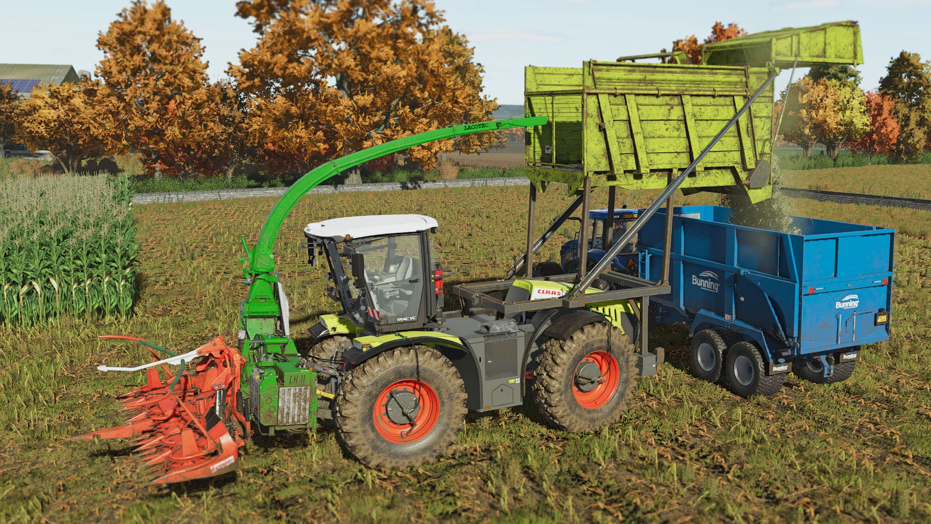 Claas Xerion 4200, New Holland T8050, FS25 уборка кукурузы на силос