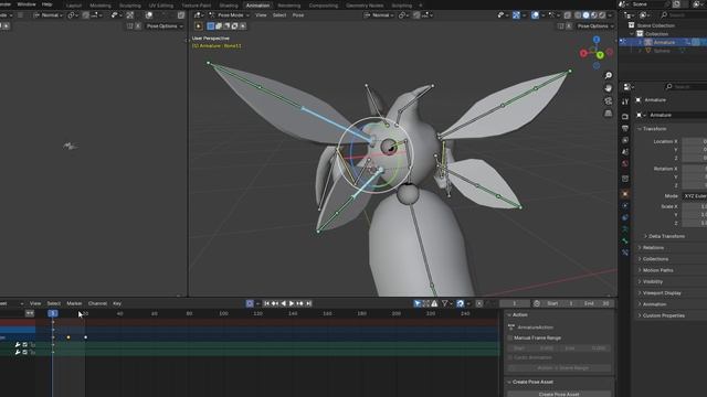 Риг и анимация осы в blender