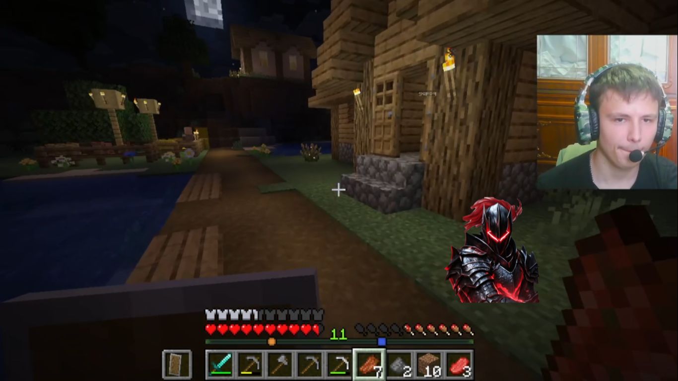 тёмный рыцарь с друзьями пошли в шахту и нашли кучу ресурсов и нашле дереню в майнкрафте. 2 серия.