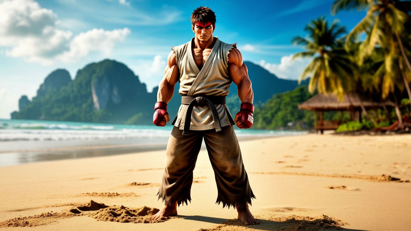 Рю участвует в турнире, хочет стать лучшим уличным бойцом в мире. Street Fighter (Arcade).