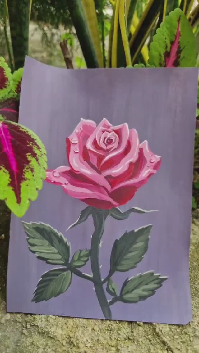 Рисунок розы акриловыми красками #рисование #живопись #творчество #art #painting