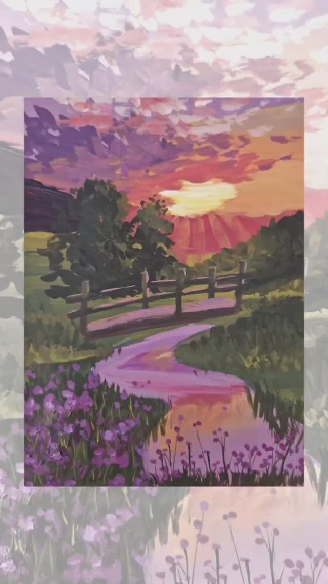 Рисуем "Мостик и речку" акриловыми красками