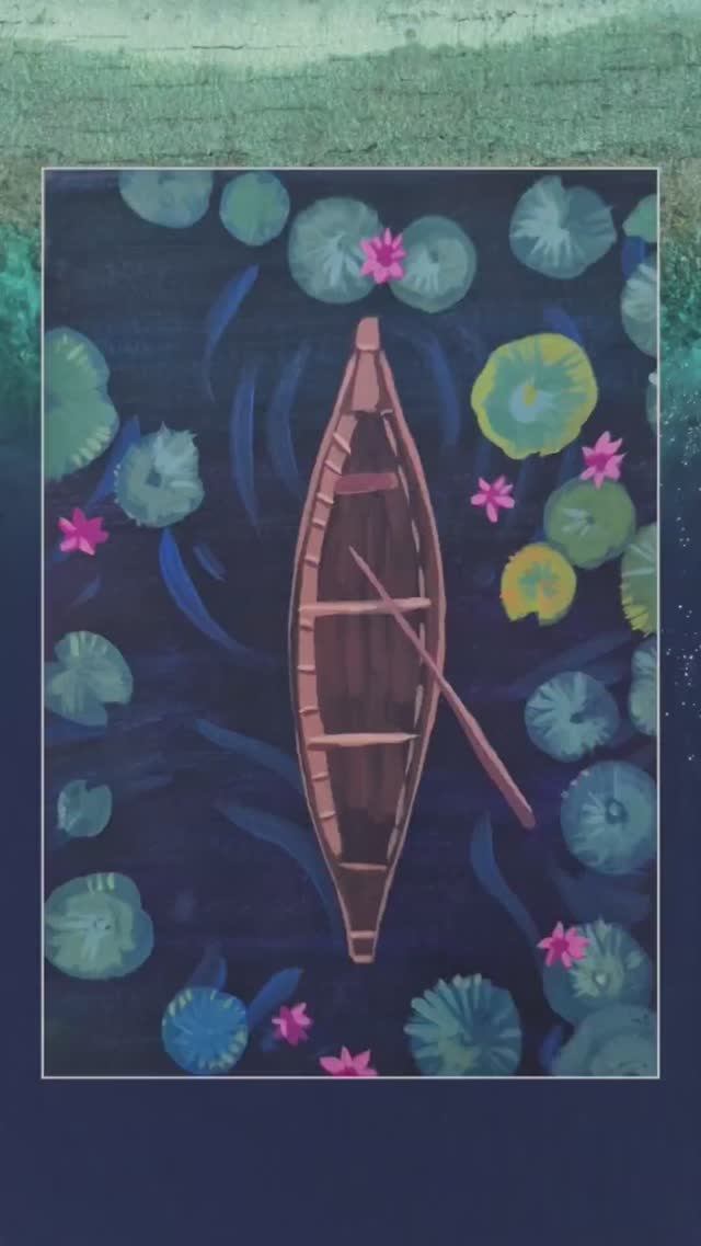 Лодка акриловыми красками