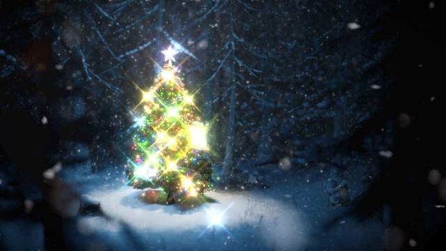 🎄 Новогодняя магия: Ёлка в ночном лесу