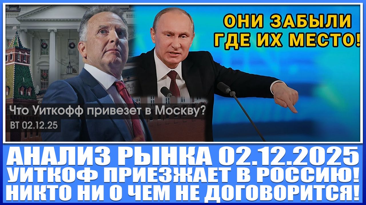 Анализ рынка 02.12 / ПРИЕЗД УИТКОФФ В РОССИИ, НИКТО НЕ ДОГОВОРИТСЯ / Ждём падения рынка акций Рф?!