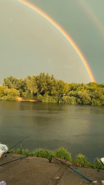 Невероятная радуга на июньской рыбалке #fishing #рыбалка #радуга