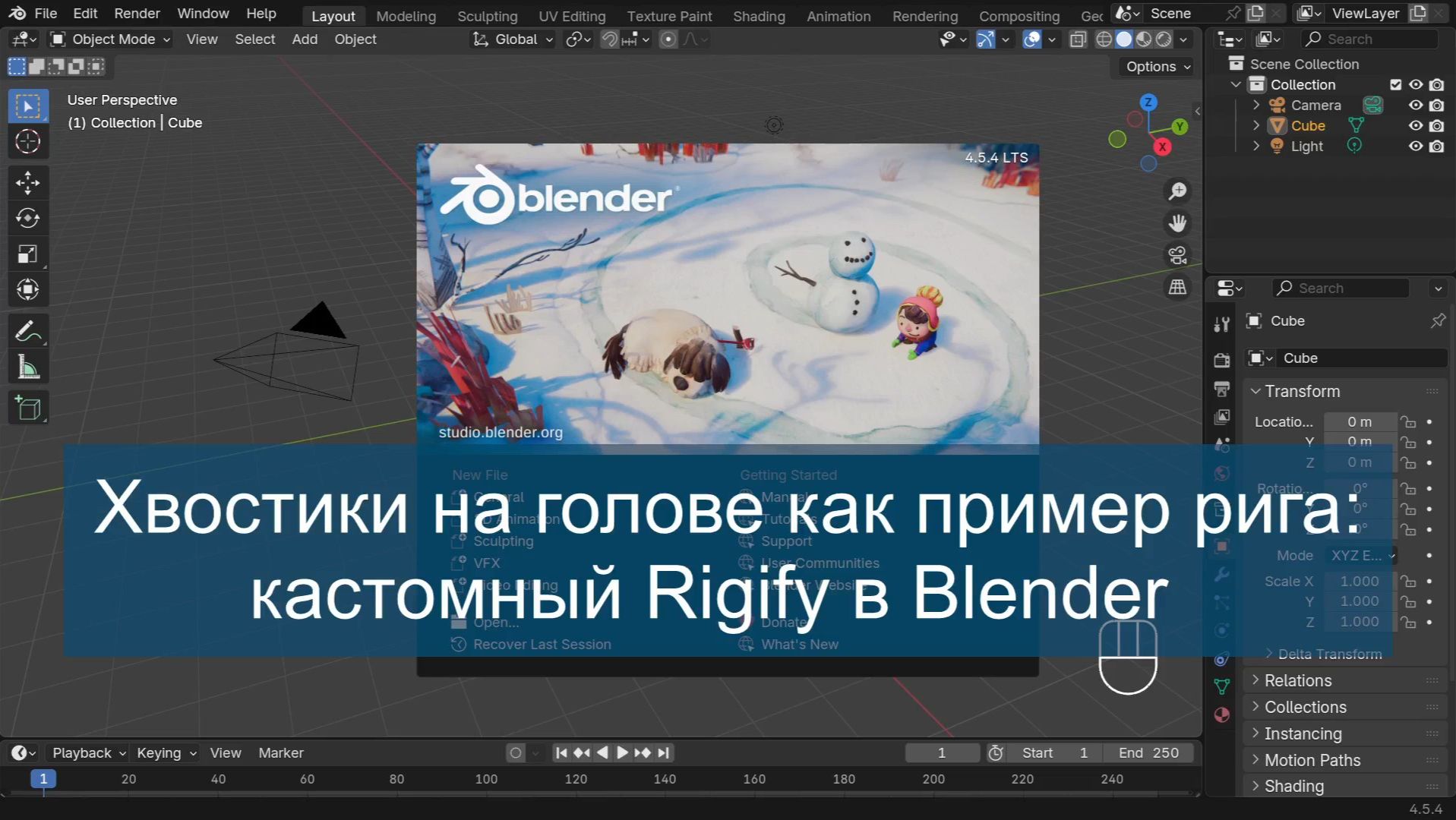Хвостики на голове как пример рига для волос как меш объекта: кастомный Rigify в Blender