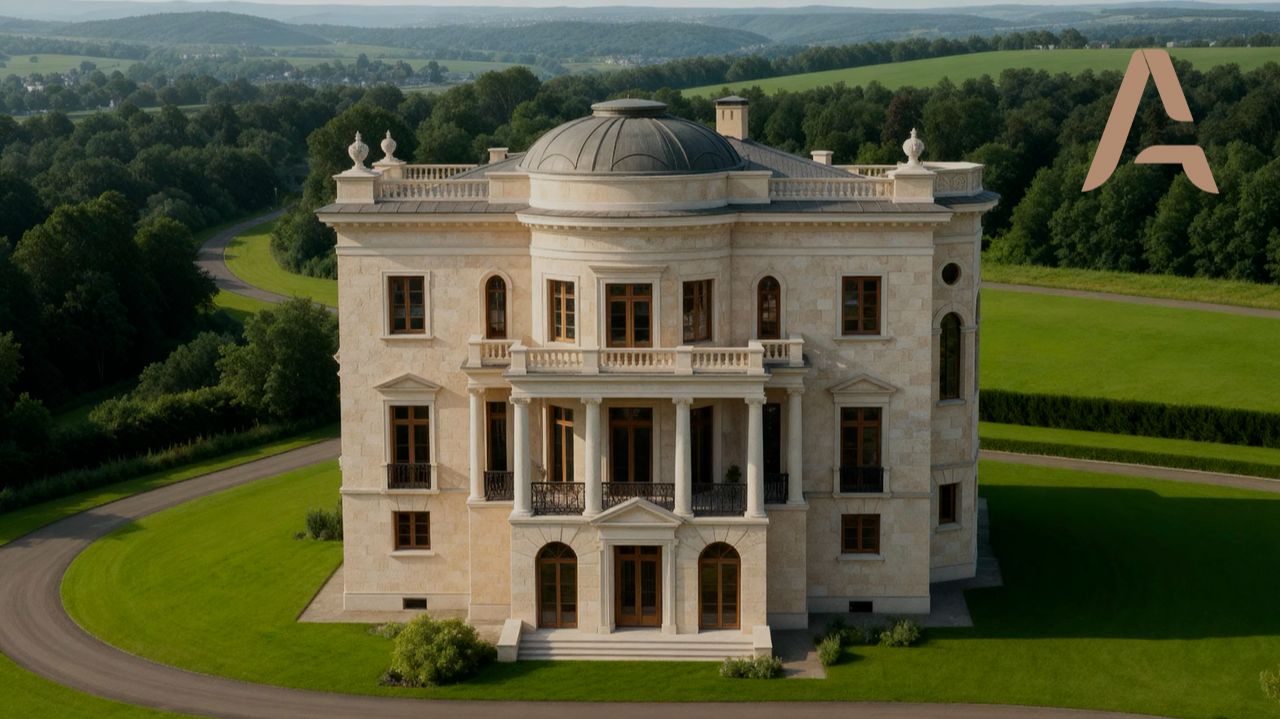 Эффектный особняк премиум-класса. Проект особняка с гаражом, сауной, спа-зоной и кабинетом