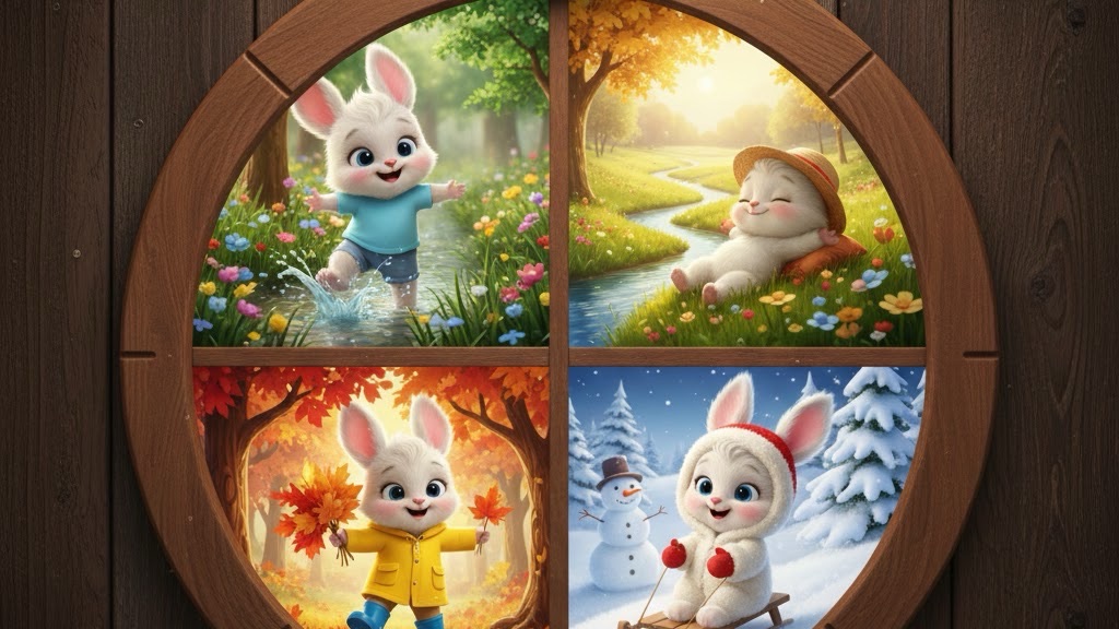 Зайчонок и времена года