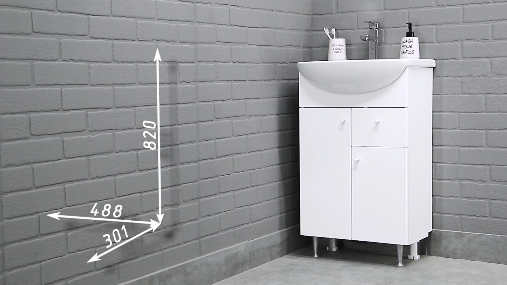 Тумба под умывальник "Уют 50" Промо с верхним ящиком В1