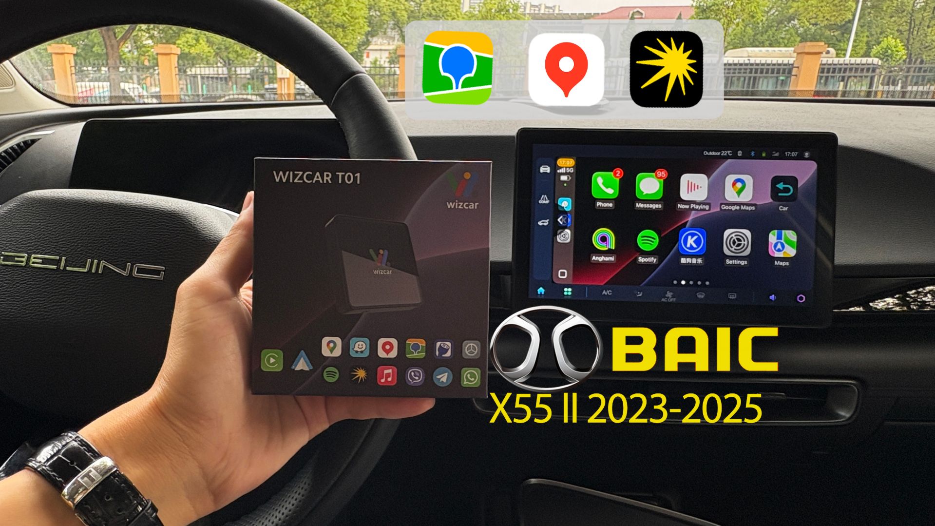 BAIC X55 Ⅱ 2023-2025 CarPlay Яндекс Карты&Музыка Waze WIZCAR T01 EasyConnection для Beijing 5 Auto