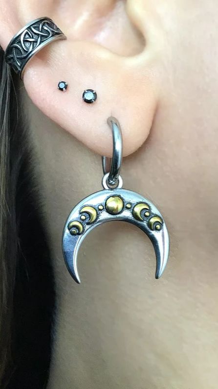 Длинные серьги-конго "Золотистые фазы луны" от StarfallShop