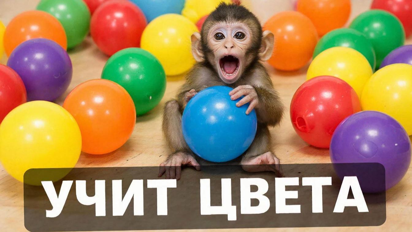 Видео развлекательное для детей | обезьянка учит цвета