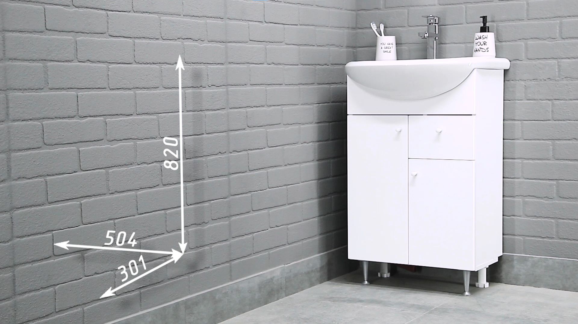 Тумба под умывальник "Уют 55" Промо с верхним ящиком В1