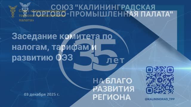03.12.2025 Заседание Комитета по налогам тарифам и развитию ОЭЗ
