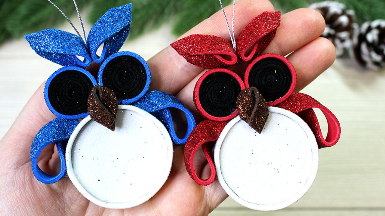 Игрушка на ёлку сова. Новогодний мастер-класс из фоамирана