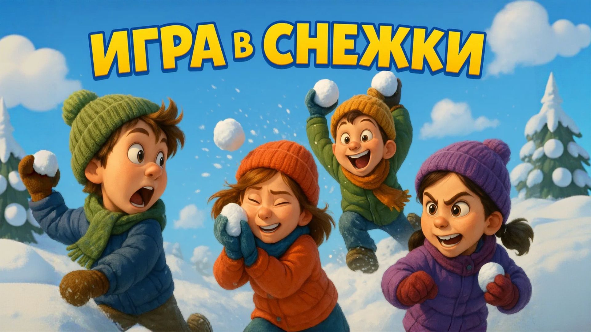 Нежная новогодняя песенка про детский сад! Игра в снежки!