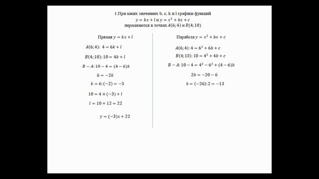 Математика Задачи на пересечение графиков функций
