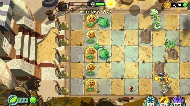 Прохожу Античный Египет уровни 1-4 в PVZ 2