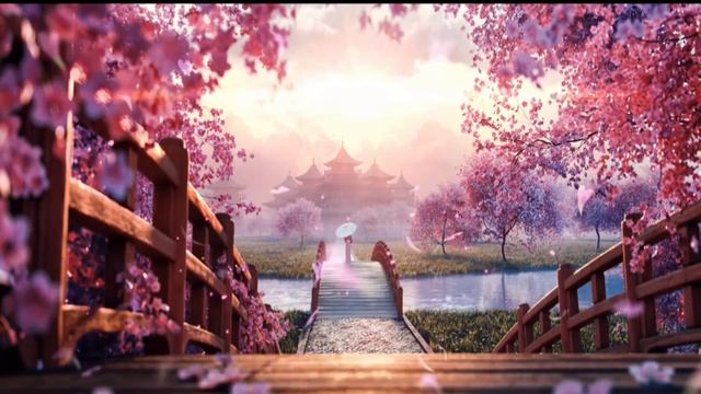 Мост влюбленных - Расслабляющая атмосфера Японии, с звуками реки и пением птиц