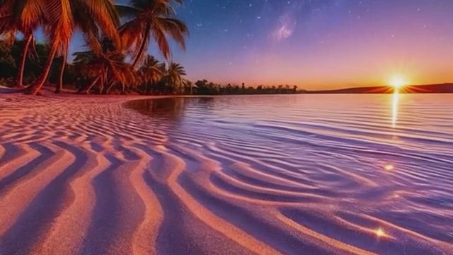 Тропический пляж на закате ☀️⛱🌊