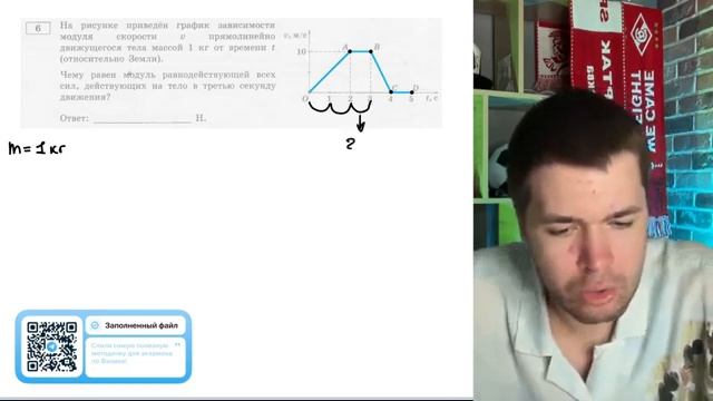 На рисунке приведён график зависимости модуля скорости V прямолинейно движущегося тела - №20600