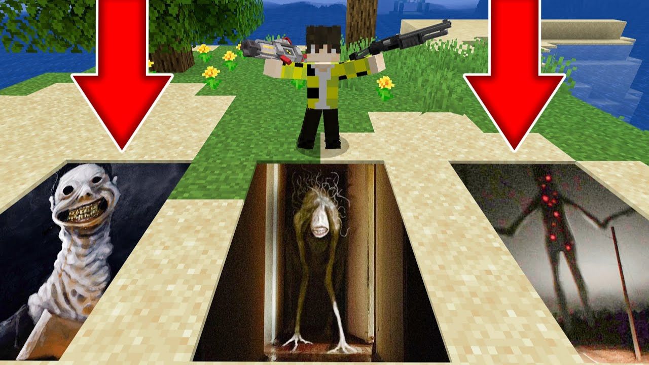 ВЫБЕРИ ПРАВИЛЬНУЮ ЯМУ НЕВЕДОМОЕ ТРЕВОЖНАЯ СОБАКА ГИГАНТ С КРАСНЫМИ ТОЧКАМИ В МАЙНКРАФТ SCP