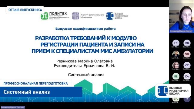 Системный анализ в СПбПУ. Отзыв Резниковой Марины