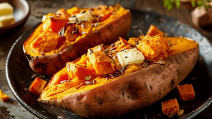 Картофель сладкий запеченный.