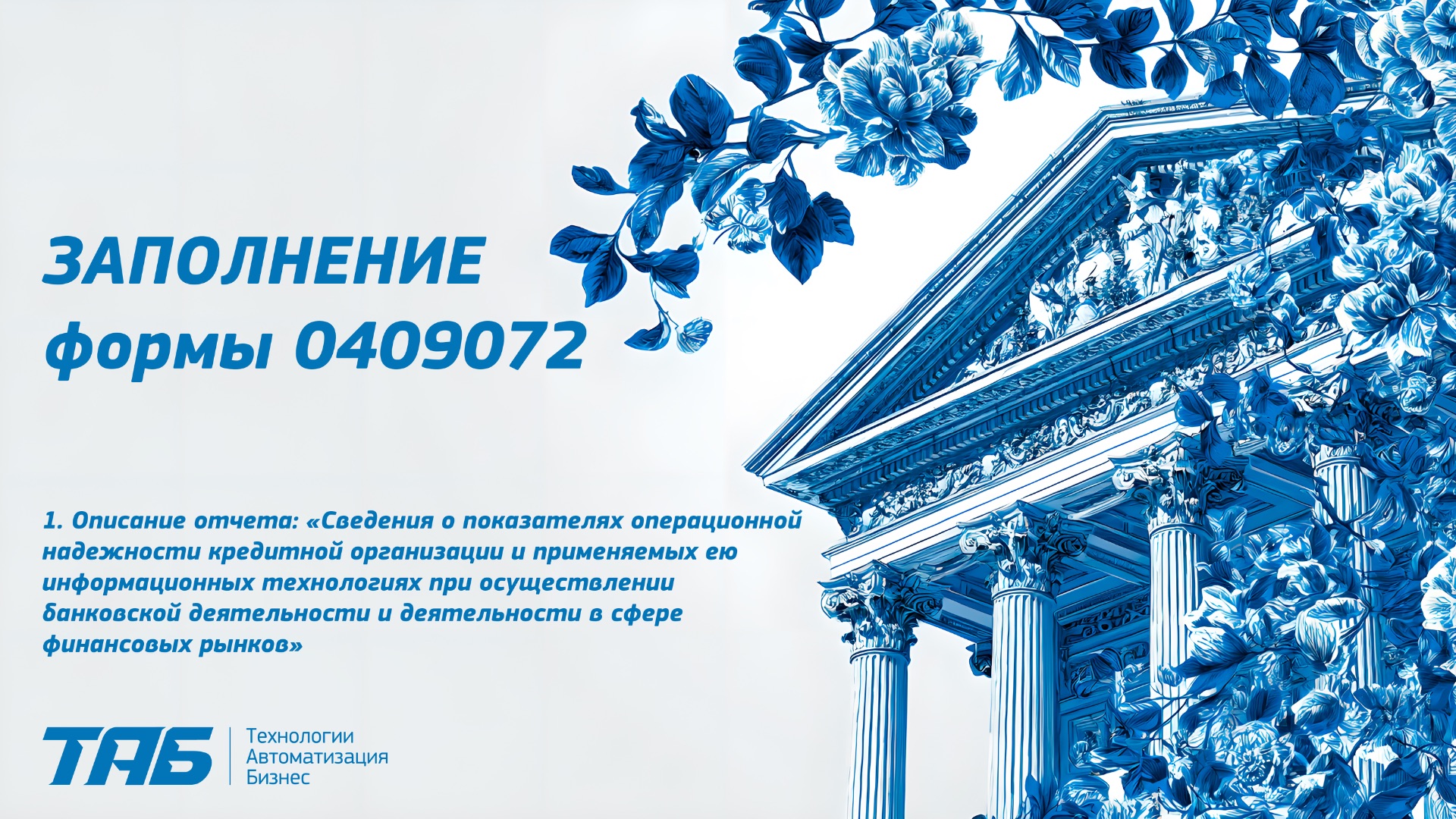 Заполнение формы 0409072. Общие сведения об отчете