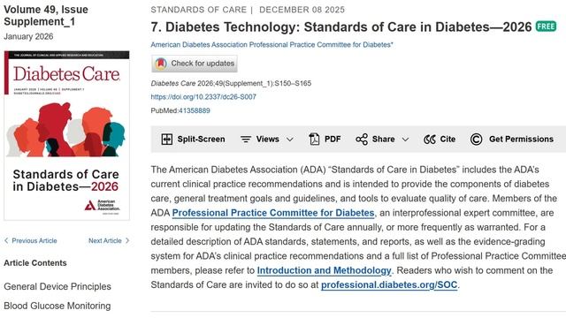 7/17. Диабет. ADA 2026. 7. Технологии лечения диабета: стандарты лечения диабета. Часть 9/19