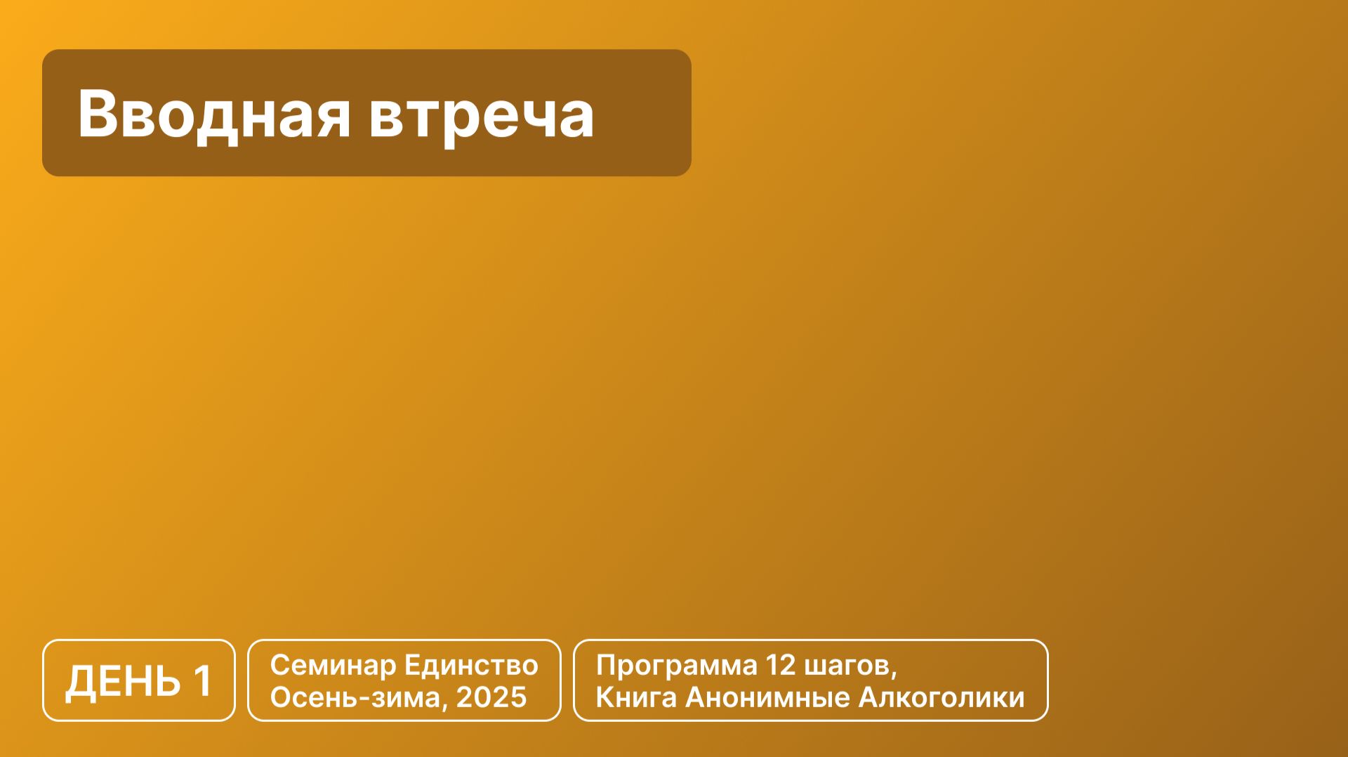 День 1 - Вводная встреча