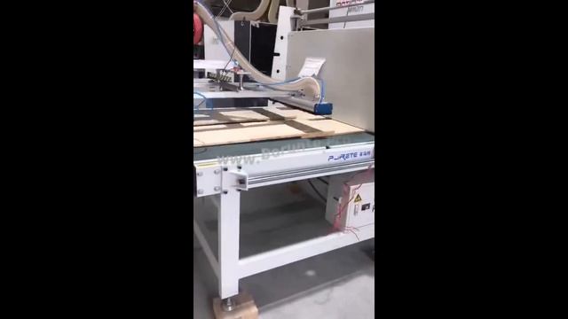 60. Подача листа фанеры на конвейер роботом BORUNTE