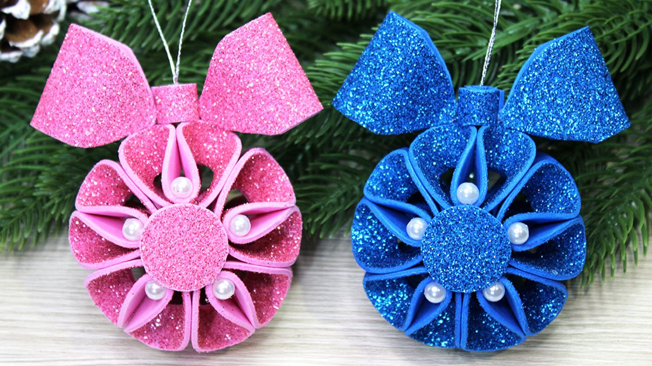 Шар на ёлку своими руками. Новогодняя поделка из фоамирана