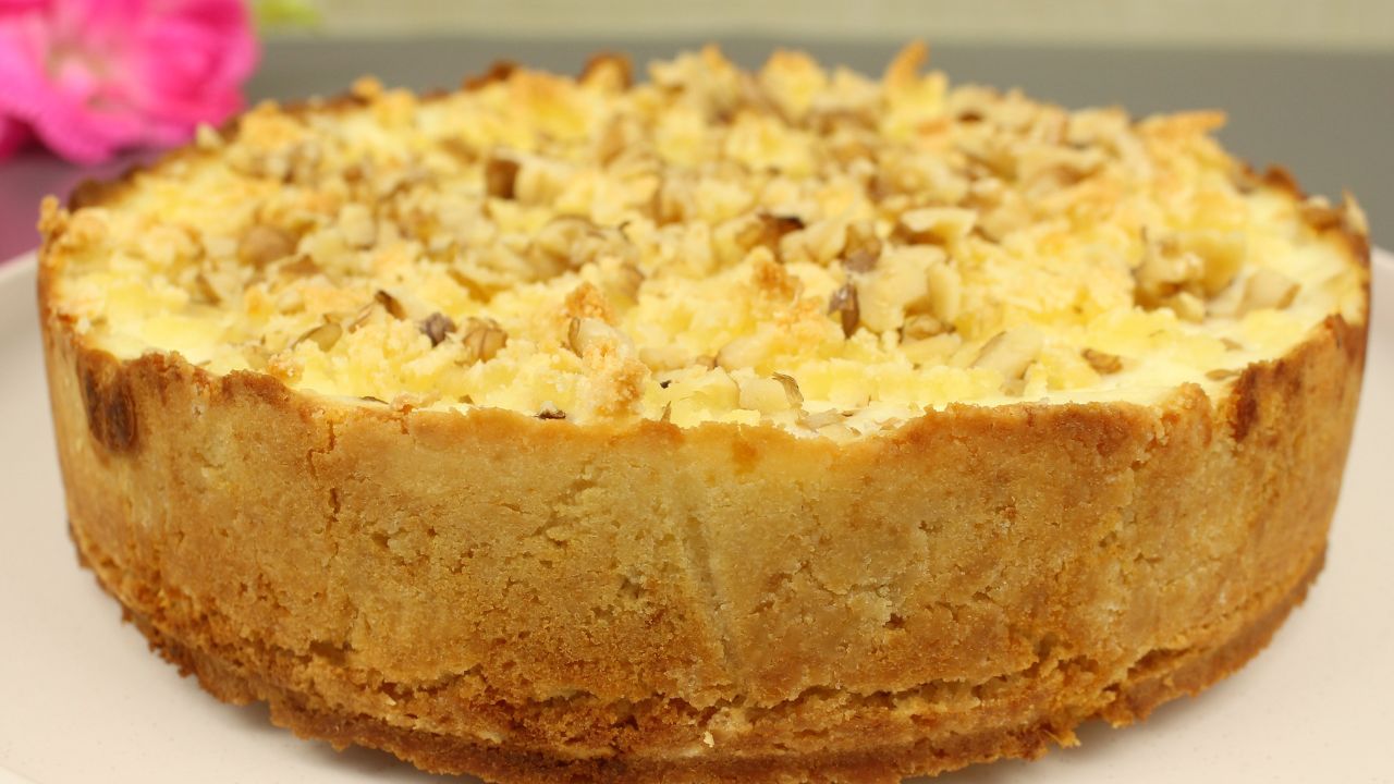 Творожный пирог с яблоками без сахара.