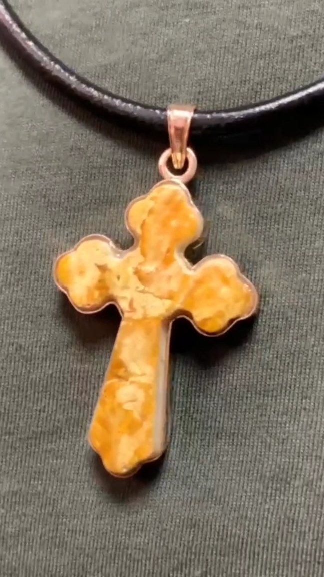 крест янтарь+золото