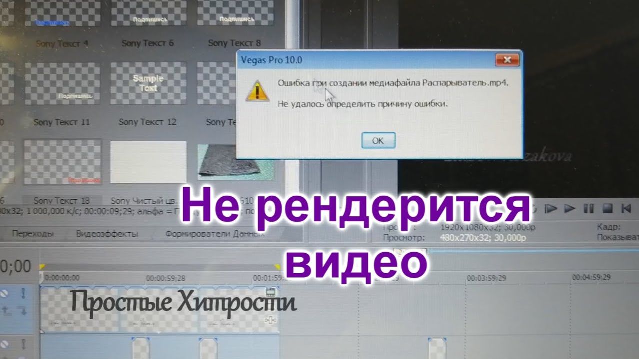 Sony Vegas Pro 13 (87)/Не рендерится видео/Выход есть