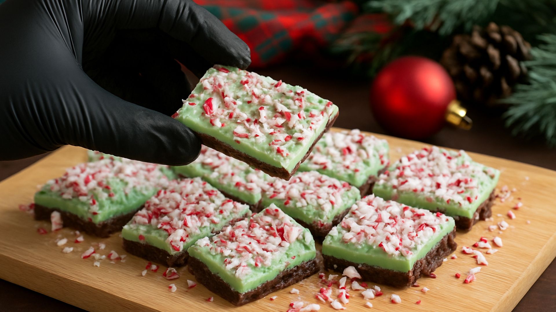 Вирусный десерт из TikTok на Новый год — мятно-шоколадные батончики без выпечки 🎄🍫