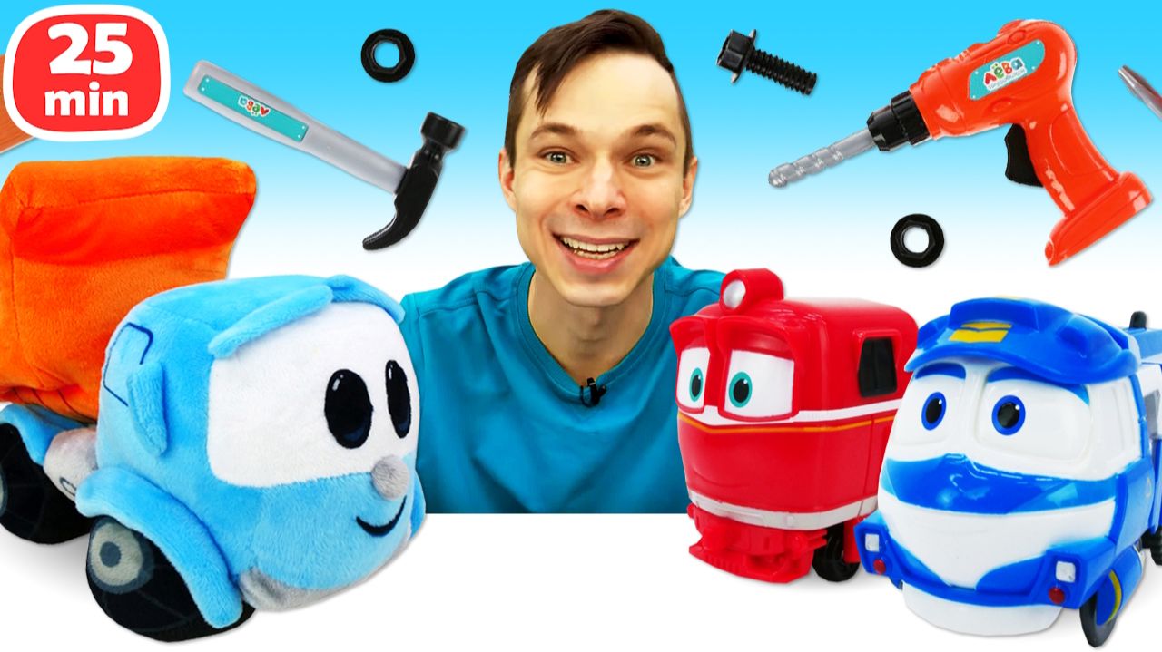 Грузовичок Лева помогает Роботам Поездам пережить бурю и вызволяет Молнию Маквина из завала камней