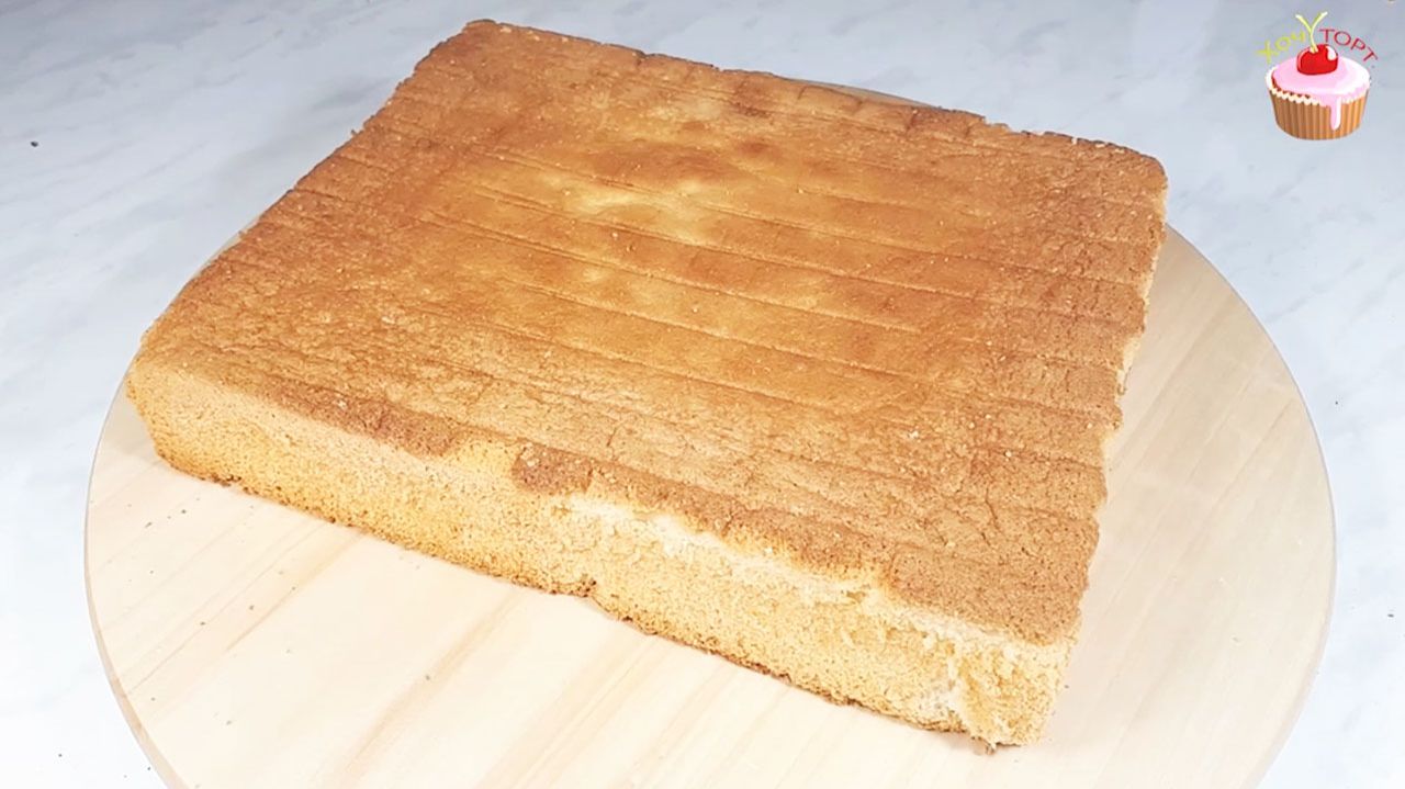 Пышный классический ПРЯМОУГОЛЬНЫЙ бисквит 22×28 см 🍰 Как собрать торт ЕЛКА 🎄 БЕЗ форм и шаблонов❓