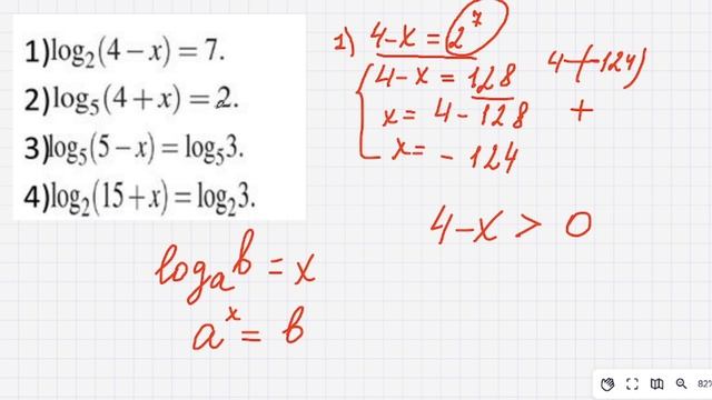 Простейшие логарифмические уравнения.