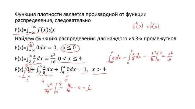 Вычисление функции распределения, мат.ожидания и дисперсии непрерывной случайной величины (РЗ 8.6)