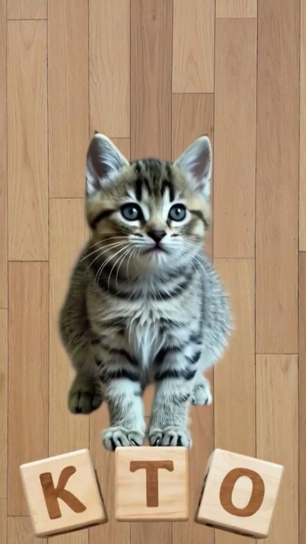 "Умный котик" или "Котик и кубики". Константин Оборотов. Котик составляет слово из кубиков с буквами