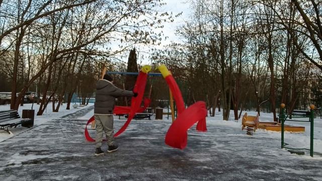 Упражнения с 6-ти метровыми лентами Дракона на палочке (3)