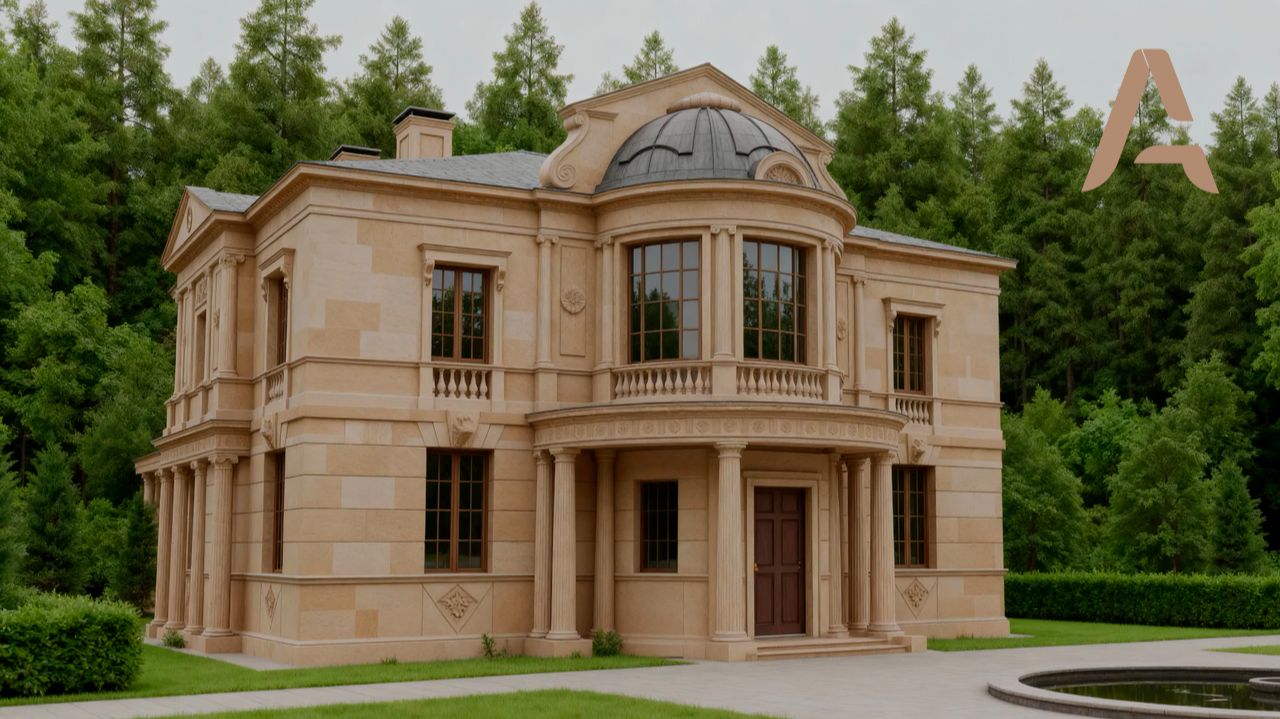 Архитектурная жемчужина с уютной планировкой. Проект особняка с эркером, кабинетом и балконом