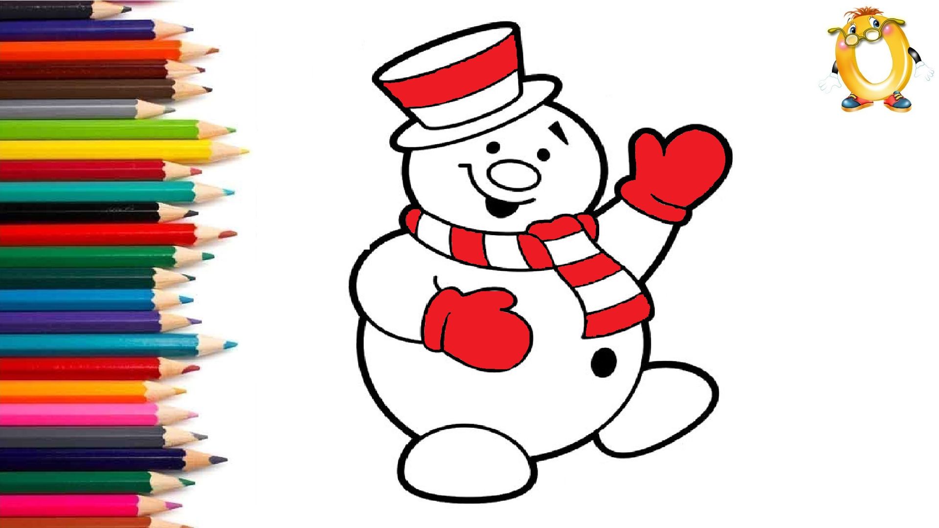 Мультик - раскраска для детей СНЕГОВИК. Учимся как рисовать СНЕГОВИКА // ОБУЧАШКА ТВ